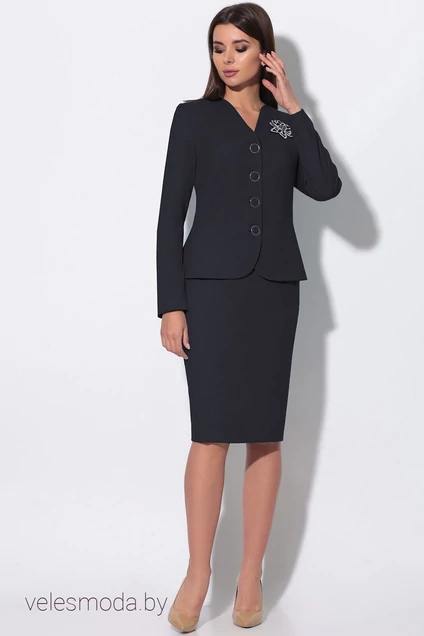 *Костюм с юбкой 23865 темно-синий LeNata купить в интернет магазине Велесмода